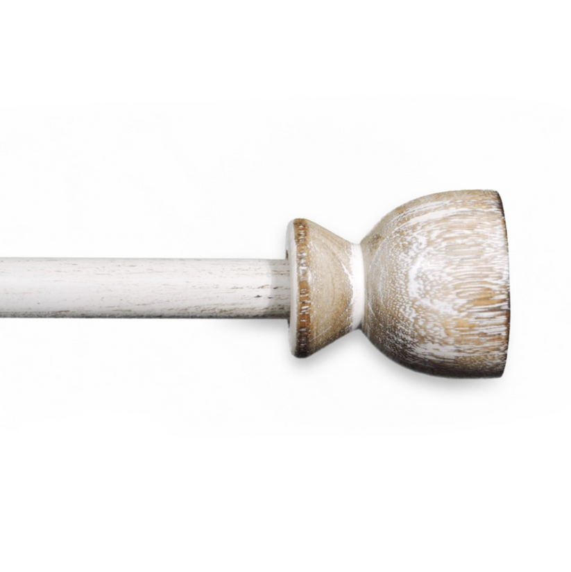Modern Urn Distressed White Farmhouse Curtain Rod Set – TheCurtainRodCo.